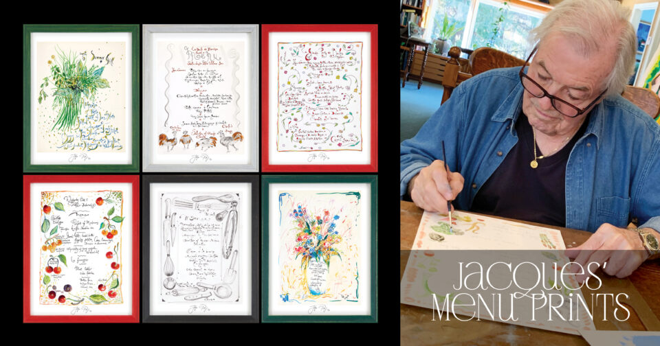 Chef and Artist Jacques Pepin’ Individually Signed Menu Prints